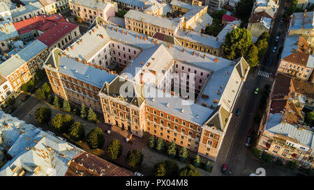 Top view. Chernivtsi city from above Western Ukraine. Regional Council ...