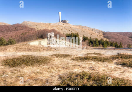 Abandoned communist monument Buzludzha in the mist, Bulgaria Stock ...