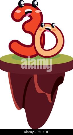 Cartoon illustration of number thirty for children with Easter colored ...