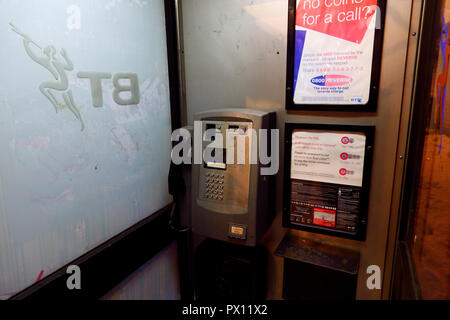 Inside British Telecom public pay phone box Stock Photo - Alamy
