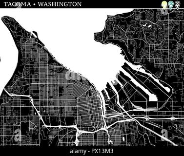 Vector city map of Tacoma Washington USA Stock Vector Image & Art - Alamy