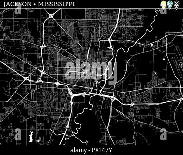 Urban vector city map of Jackson, USA. Mississippi state capital Stock ...