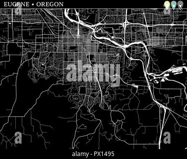 Empty vector map of Eugene, Oregon, USA, printable road map created in ...