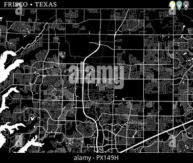 Empty vector map of Frisco, Texas, USA, printable road map created in ...