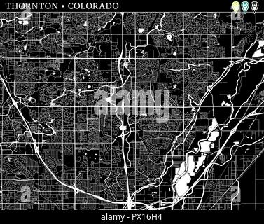 Empty vector map of Thornton, Colorado, USA, printable road map created ...