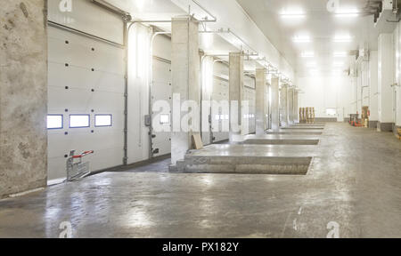 Concrete Interior Loading Bay in Cold Distribution Warehouse Stock ...