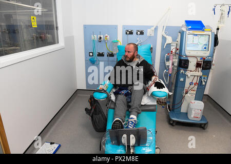 18th October 2018 Pictured is Neil Fabbeni, having dialysis treatment ...