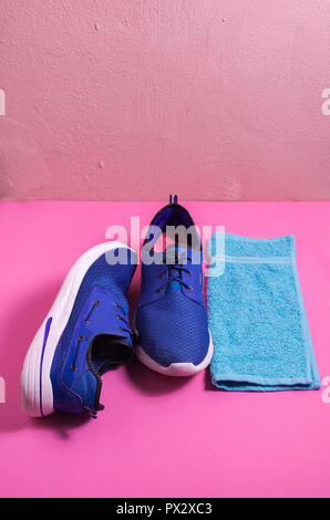 Flat lay shot of sports activity set on a white surface with a copy ...
