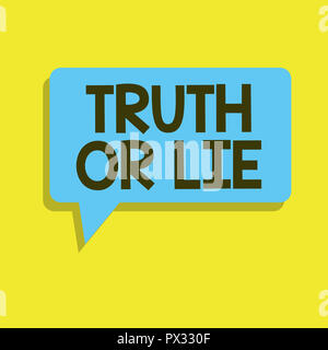 Writing note showing Truth Or Lie. Business photo showcasing Decision ...