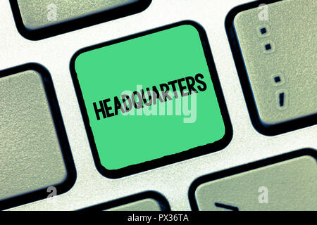 Handwriting text writing Headquarters. Concept meaning Main offices ...