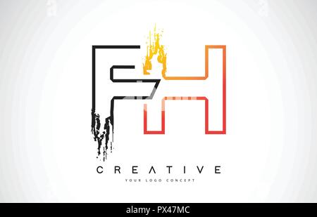 FH Letter Logo With Black and White Letters Negative Space Design Stock ...