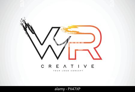 WR Letter Design with Brush Stroke and Modern 3D Look Vector ...