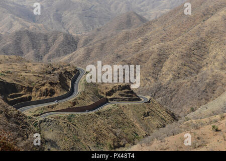 ETHIOPIA, Tigray, erosion in highland, erosion protection walls ...
