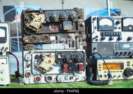 Display of ham radio equipment at Antique Wireless Museum in Bloomfield ...