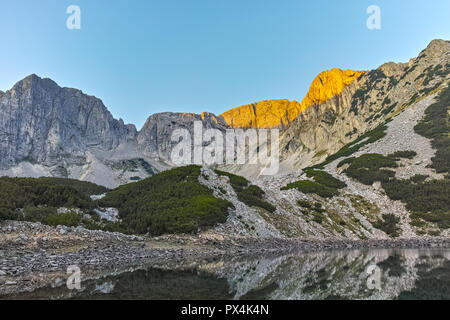 Sunrise Panorama of Sinanitsa peak and lake, Pirin Mountain, Bulgaria ...
