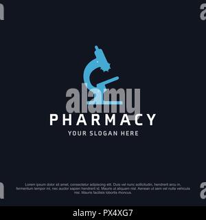 Pharmacy logo design with typography and dark background vector Stock ...