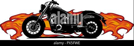 Dramatic burning motorcycle engulfed in fierce fiery orange flames and ...