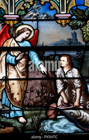 Archangel, Saint Raphael, stained glass window, Blakeney, Norfolk ...