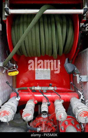 Rear view of a pumper type fire engine vehicle. France Stock Photo - Alamy