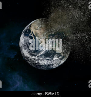 Planet earth explode in space (Elements of this 3d image furnished by ...