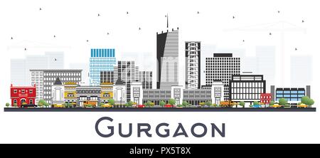 Gurgaon India City Skyline with Gray Buildings, Blue Sky and Copy Space ...