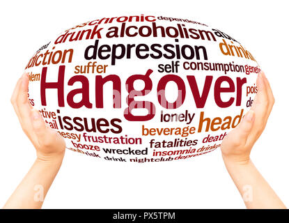 Hangover word cloud sphere concept on white background Stock Photo - Alamy