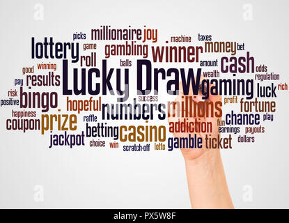 Lucky draw word cloud concept with abstract background Stock Photo - Alamy