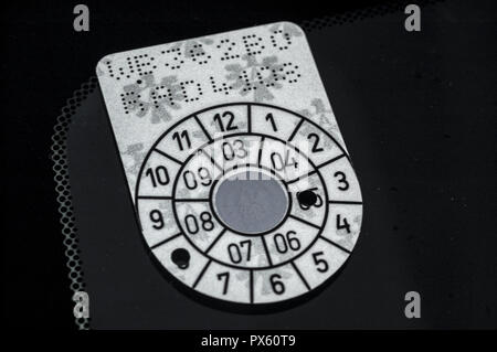 White car inspection Sticker, Austria, Pickerl Stock Photo - Alamy