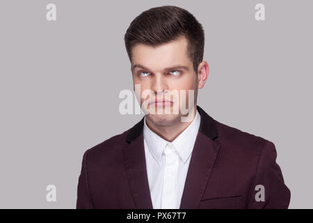 Cross-eyed man in suit. White background, full body Stock Photo - Alamy