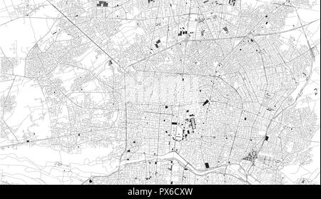 Urban city map of Isfahan. Vector illustration, Isfahan map grayscale ...