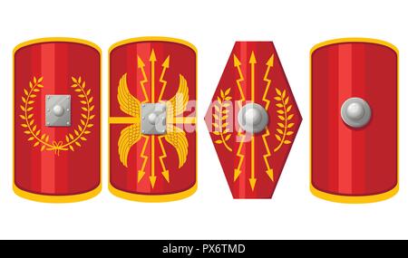 Shields of Roman Legionary. Red scutum with yellow decoration pattern ...