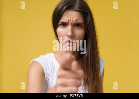 Facial expressions, emotions Anger. Young attractive caucasian woman ...