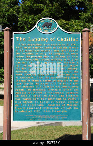 Statue of Antoine de la Mothe Cadillac, founder of Detroit. Hart Plaza ...