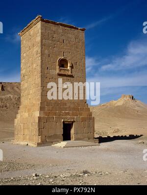 One of the tower tombs at the archeological site at the ancient Syrian ...