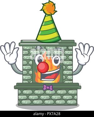 Clown christmas fireplace on with the character Stock Vector Image ...
