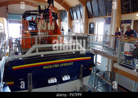 The life boat at Moelfre RNLI station on Anglesey's east coast, Wales ...