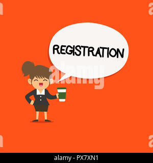 Handwriting text Registration. Concept meaning Action or process of ...