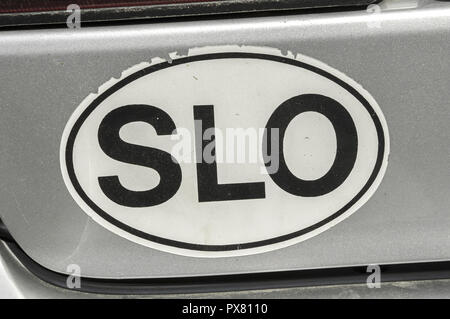 sticker SLO, international country symbol Slovenia Stock Photo - Alamy