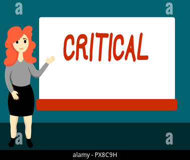 Handwriting text Critical. Concept meaning expressing adverse ...
