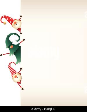 Santa and elf vector greeting card of Christmas winter holidays. Claus ...