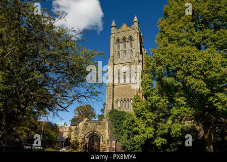 The tower of Christ Church on Prince Albert Street in Crewe town centre ...