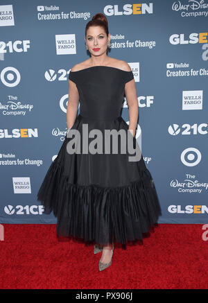 Debra Messing arrives at the 2018 GLSEN Respect Awards held at the ...