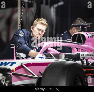 Racing Point Force India F1 Team fans in the grandstand. Mexican Grand ...