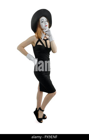 Female mime with white face Stock Photo - Alamy