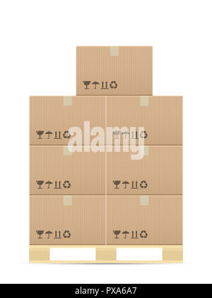 Pasteboard boxes on wooded pallet. Vector illustration Stock Photo - Alamy