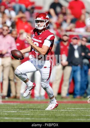 Oct 20, 2018: Connor Noland #13 Arkansa QB releases the ball down the ...