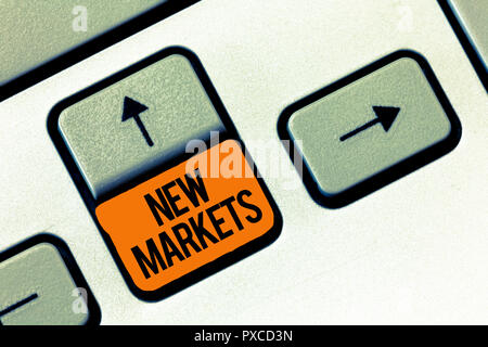 Text sign showing New Markets. Conceptual photo Different commercial ...