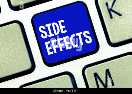 Text sign showing Side Effects. Business photo text Typically ...
