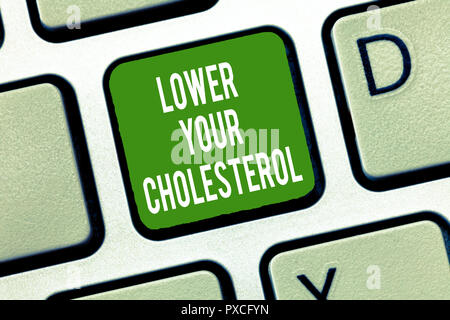 Text sign showing Lower Your Cholesterol. Conceptual photo Reduce the ...
