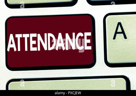 Writing note showing Attendance. Business photo showcasing Going ...
